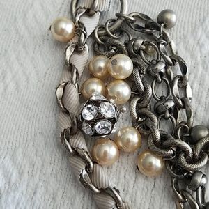 Talbots | Jewelry | Talbots Pearl Rhinestone And Ribbon Necklace | Poshmark